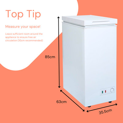 36cm White Chest Freezer, Freestanding Slimline Compact - SIA CHF60W/E