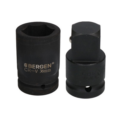 36mm Metric 3/4" or 1" Drive Deep Impact Socket 6 Sided With Step Up ...