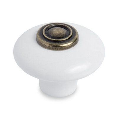 36mm White Ceramic Cabinet Knob Round Cupboard Door Drawer Pull ...