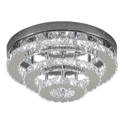 36W 3-Tiers Chic Round Crystal Ceiling Light Cool White Light 35cm Dia