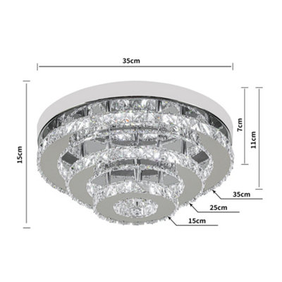 36W 3-Tiers Chic Round Crystal Ceiling Light Cool White Light 35cm Dia