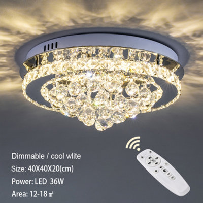 36W Crystal Chandelier,Round Teardrop Ceiling LED Chandelier,Dimmable ...