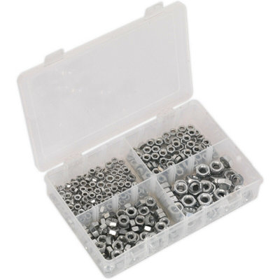 370 Piece Steel Nut Assortment - M5 to M10 - Partitioned Storage Box ...