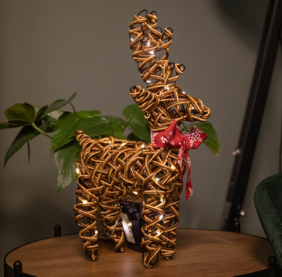 37cm Battery Operated Light up Brown Christmas Reindeer with 40 Warm ...