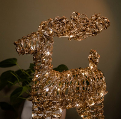 37cm Battery Operated Light up Champagne Gold Christmas Reindeer with ...