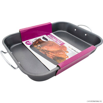 37cm X 28cm Deep Roasting Pan Baking Tray Kitchen Oven Grill Handles ...