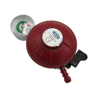 37mbar LP Gas Regulator with Gauge (27MM Clip On Calor Heater)
