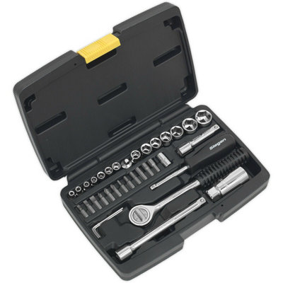 37pc PREMIUM Socket & Ratchet Handle Extension Set - 1/4" & 3/8" Square ...