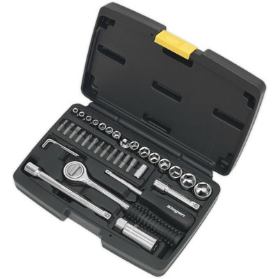 37pc PREMIUM Socket & Ratchet Handle Extension Set - 1/4" & 3/8" Square ...