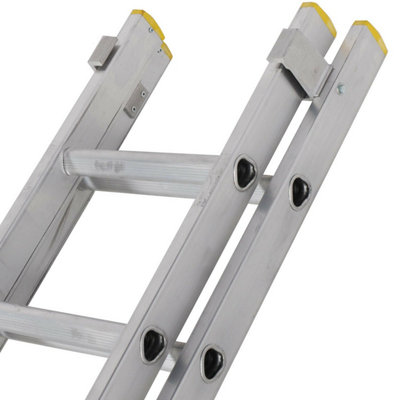 38 Rung Aluminium Double Section Extension Ladder with Stabiliser Feet ...