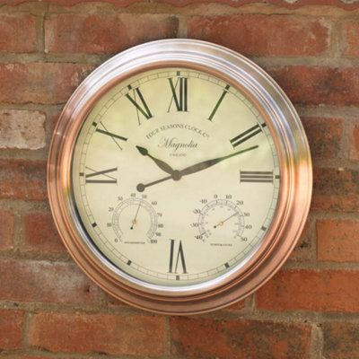 38cm / 15 inch Outdoor Garden Wall Clock, Thermometer & Humidity Meter ...