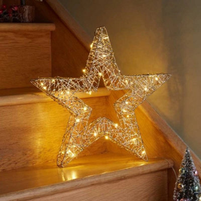 38cm Battery Operated Light up Gold Weave