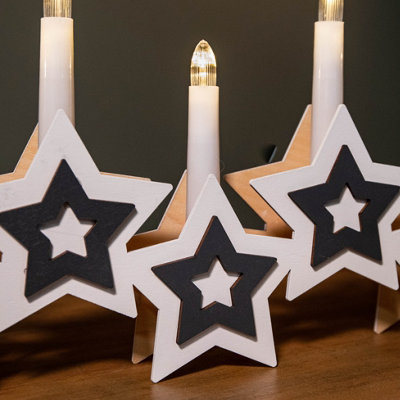 38cm Battery Operated White Wooden Christmas Candle Bridge Decoration ...