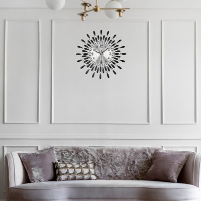 38cm Diamante Beaded Crystals Quartz Jeweled Wall Clock Home Decor ...