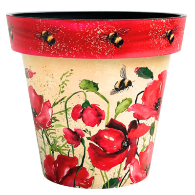 38cm Indoor Outdoor Zest Pot Poppies & Bees