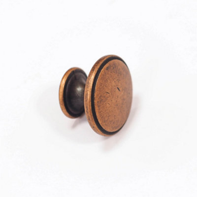 38mm Antique Copper Kitchen Cabinet Round Flat Knob Handle | DIY at B&Q