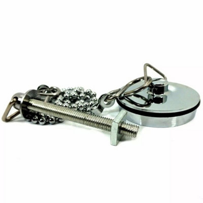 38mm Chrome Basin Plug with 300mm Chain & Stay Universal Sink Plug for ...