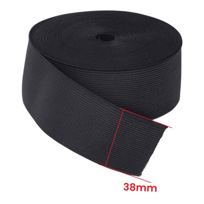 38mm Flat Elastic Band Stretchable Elastic Cord Stretch Strap, Black ...