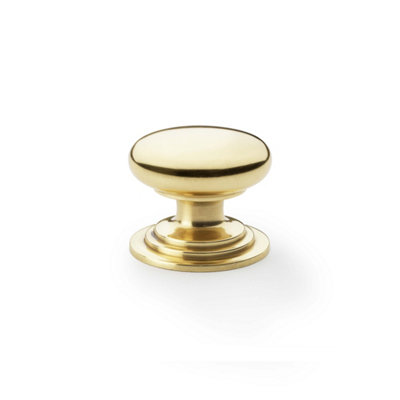 38mm Polished Brass Cabinet Button Knobs Pull Layered Mushroom Kitchen
