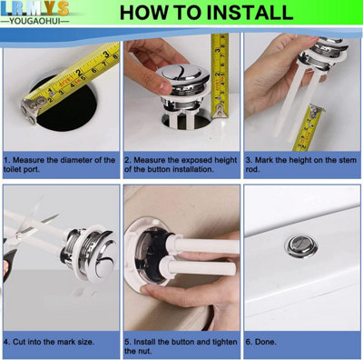 38mm Round Dual Push Toilet Flush Button, Plastic Chrome Plated ...