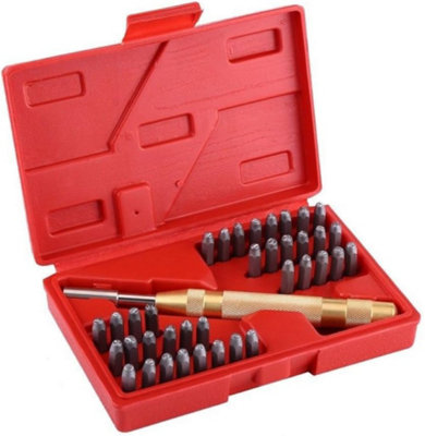 38pc Letter Number Stamping Stamp Diy Tag Tool Set Kit Automatic Metal ...