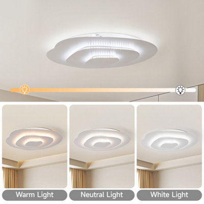 38W White Dimmable LED Ceiling Light, Remote Control Adjustable Bedroom ...