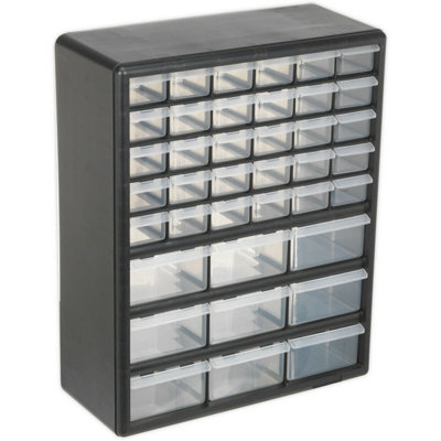 39 Drawer Parts Storage Cabinet - Durable Black Wall Mounted and ...