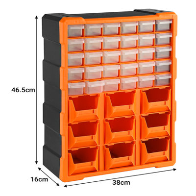 39 Drawers Plastic Storage Cabinet Organizer Black & Orange
