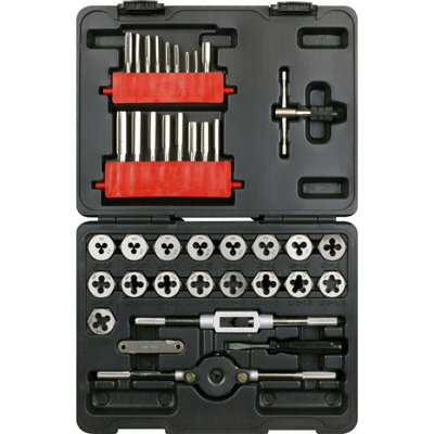 39 Piece Metric Tap and Hex Die Set for M3 to M12 Manual Threading