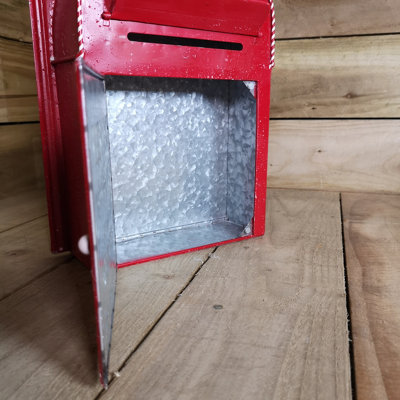 39cm Red with White Detail Christmas Santa Metal Post Box | DIY at B&Q