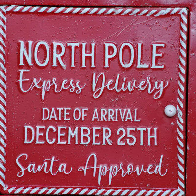 39cm Red with White Detail Christmas Santa Metal Post Box