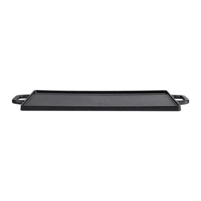 39x20cm Non Stick Reversible Griddle Pan Skillet Cast Iron Plate BBQ ...