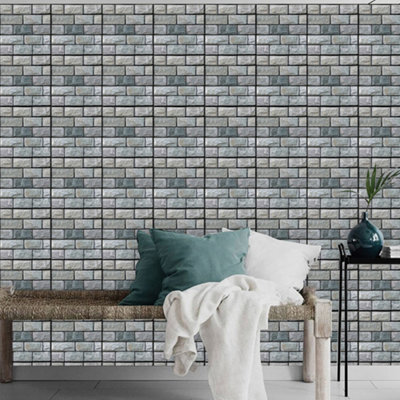 3D Brick Effect PVC & Sponge Peel & Stick Wall Stickers 30cm x 30cm ...