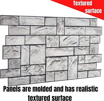 3D Brick Effect Wall Panels - Set of 6 Covers 2.89 m² (31.11 ft² ...