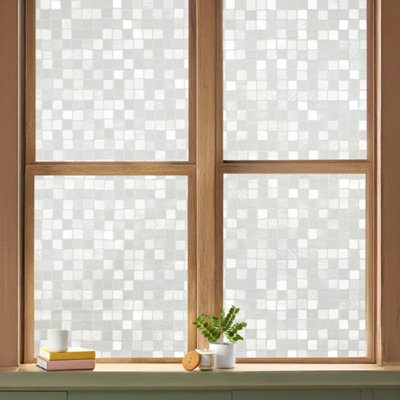 3D Large Mosaic Patterned Privacy Window Film Peel and Stick Frosted ...