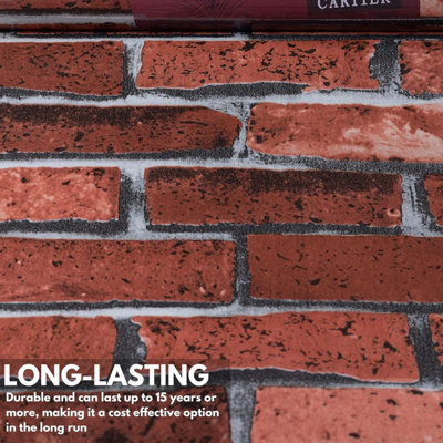 3D Red Brick Effect Wallpaper Set of 4 Rolls - Covers 239.60 ft² (22.26 ...