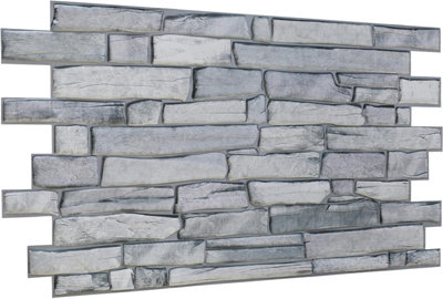 3D Stone Slate Effect Wall Panelling - Set of 6 Covers 2.89m²(31.11 ft² ...