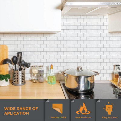 3D Tile Stickers Peel & Stick Backsplash London Metro Classic Brick ...