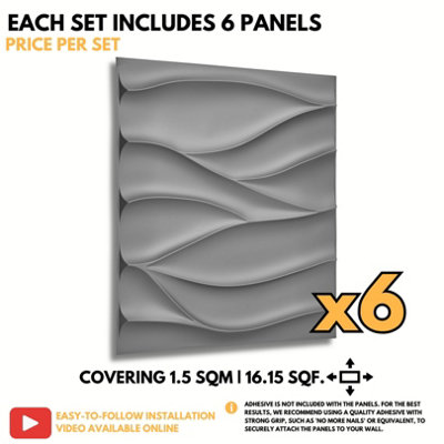3D Wall Panels Adhesive Included - 6 Sheets Cover 16.15ft²(1.5m² ...