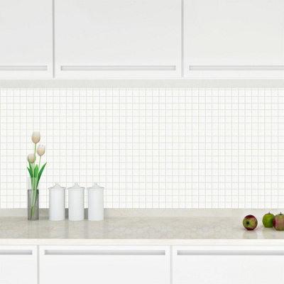 Buy 3D White Mosaic Classic Small Tile PVC Interior Wall Panels Kitchen ...
