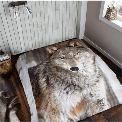 3D Wildlife Wolf Printed Warm & Cozy Throws | DIY at B&Q