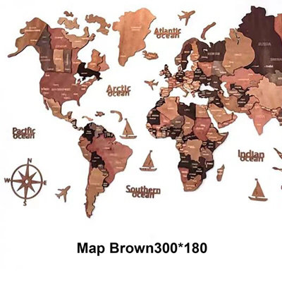 3D Wooden World Map Wall Art Rustic Vintage Home & Office Decor ...