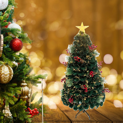 3Ft/90cm Fibre Optic Christmas Star Topper-Green Pre-Lit Artificial ...