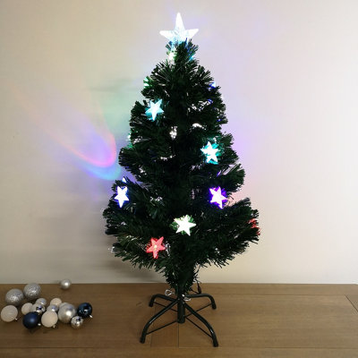 3ft (90cm) Fibre Optic Indoor Christmas Tree with 16 Colour Changing ...