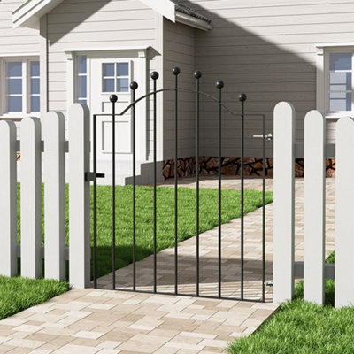 3ft Black Modern Metal Outdoor Garden Swing Gate Fence Gate 860 x 1030 mm