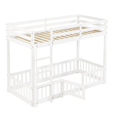 3FT Bunk Bed with Fences and Door, Children's Bed with Fall Protection ...