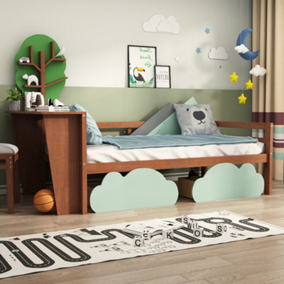 3FT Kids Toddler Bed with Storage Drawers and Desk, Tree Shelves ...
