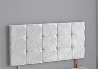 3FT Small Single 26inch White Crush Velvet Cube headboard | DIY at B&Q