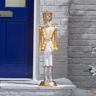 3ft Soldier Nutcracker - Gold with Warm White LED Lights