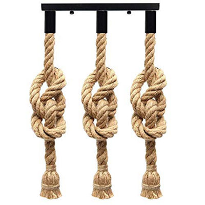 3Head Gold Rope Light Pendant 1m Hemp Rope Spider Light Ceiling Hanging ...